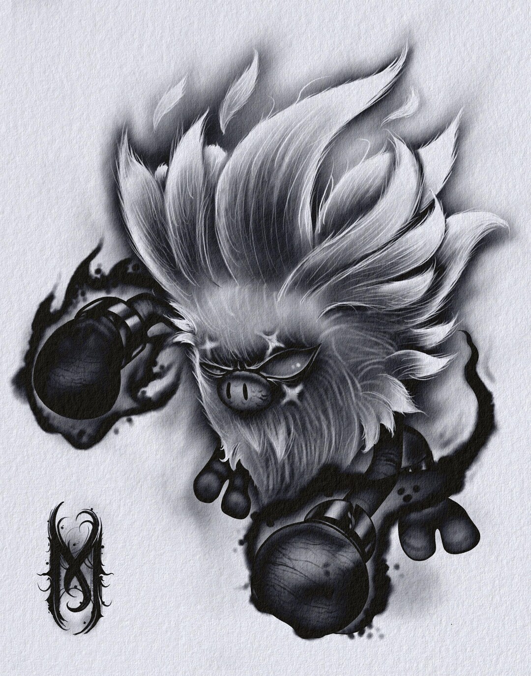 Darkwork Tattoo Print Pokemon:annihilape-primeape - Etsy