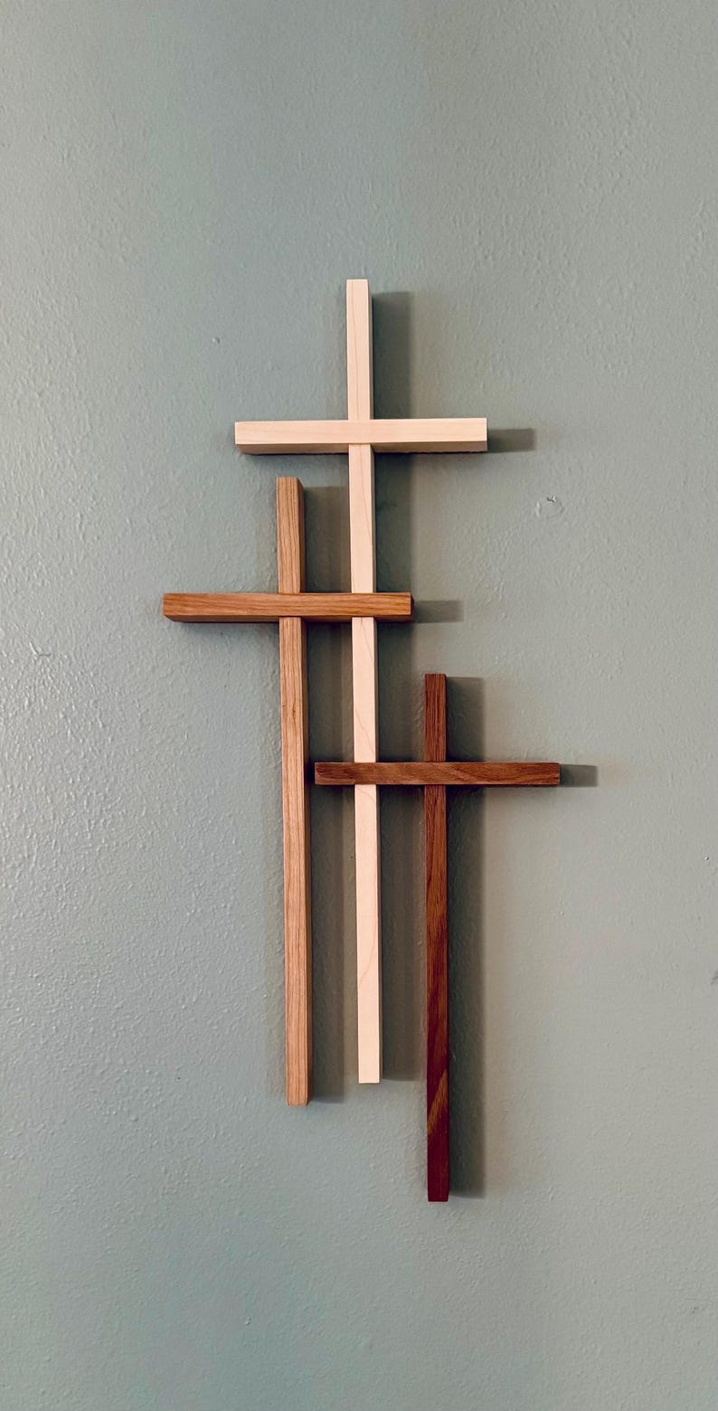 20” Height Three Wooden Crosses Wall Display - Raw Wood - Etsy