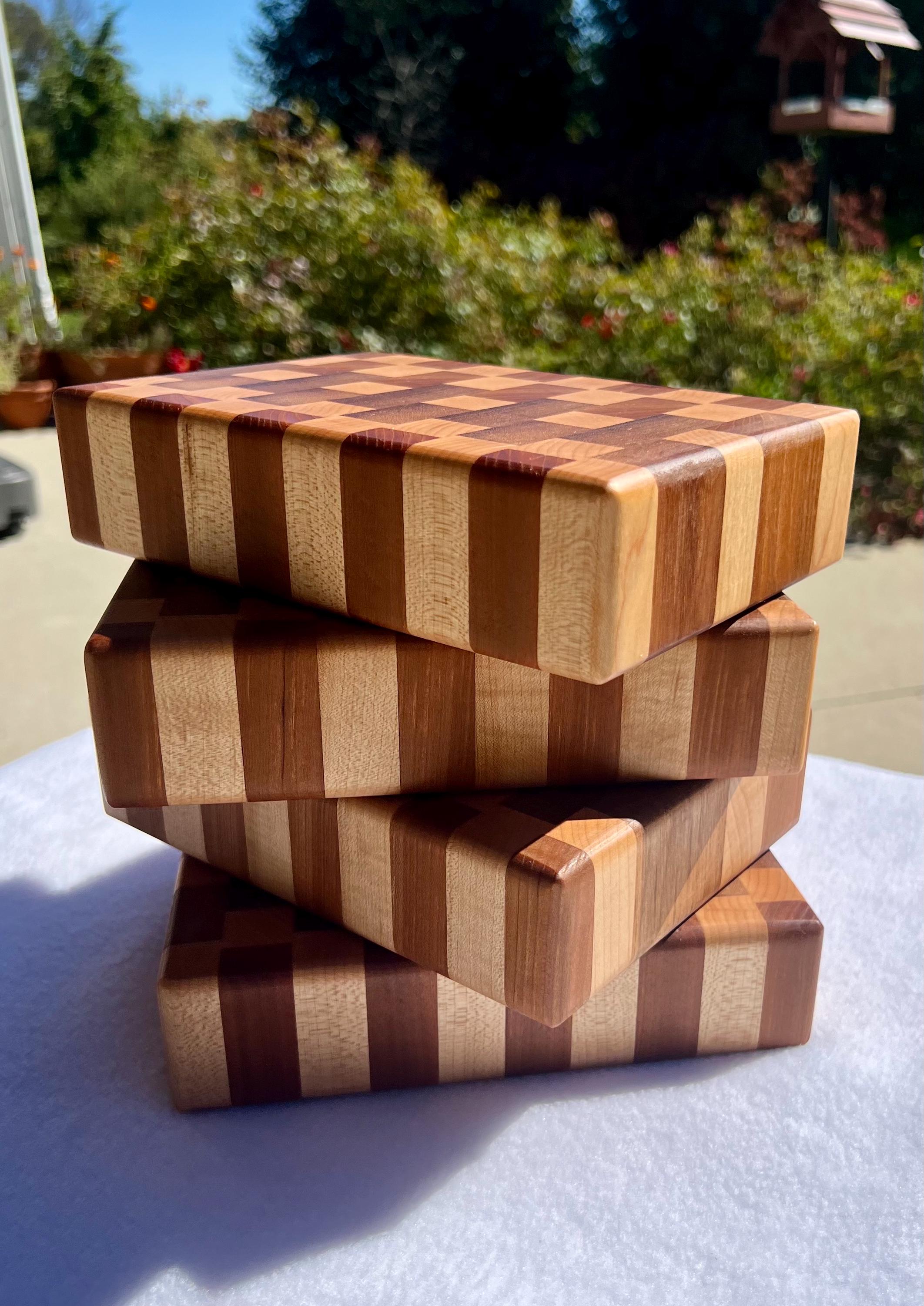 Small End Grain Cutting Board Made With Maple, Cherry, and Walnut Wood ...