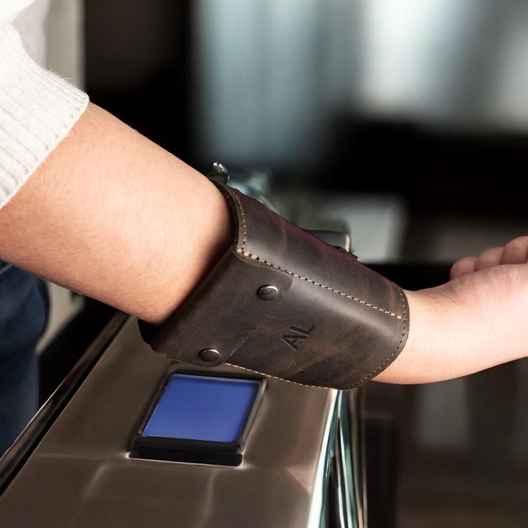 Customizable Leather Cuff Wallet, Personalized Wrist Wallet, Minimalist ...