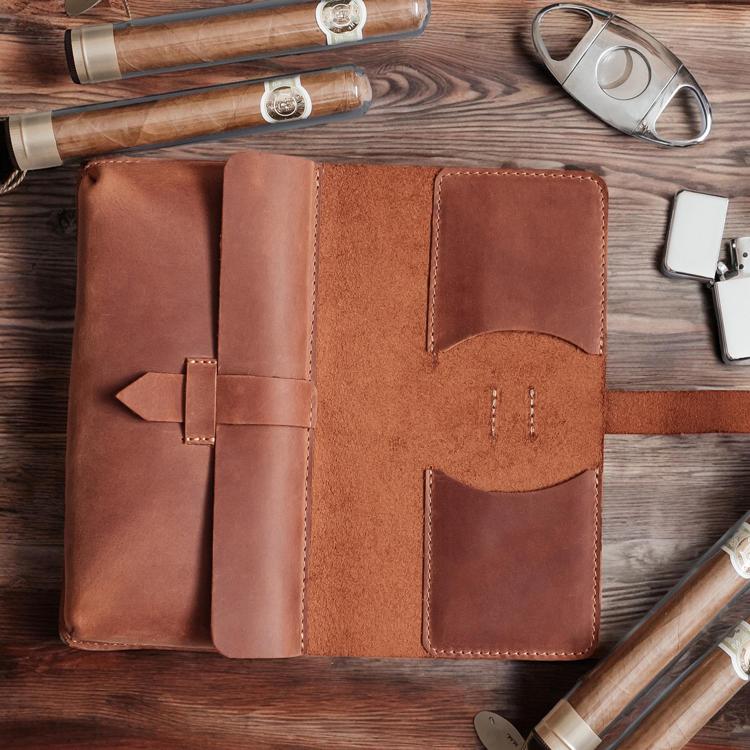 Personalized Leather Cigar Holder, Customizable Cigar Travel Case ...