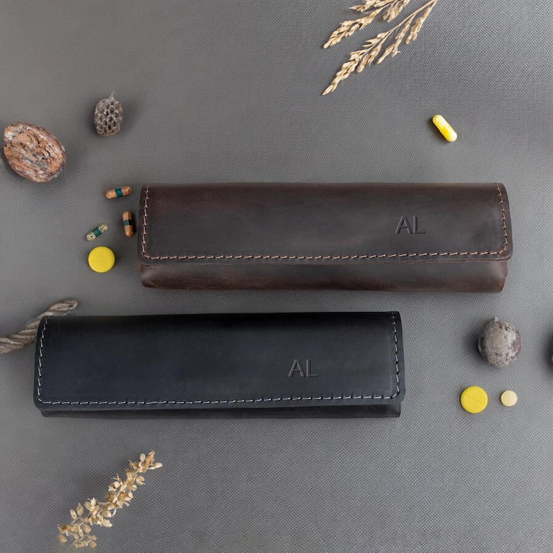 Personalized Leather Pill Organizer, Custom Medicine Wallet, Travel ...