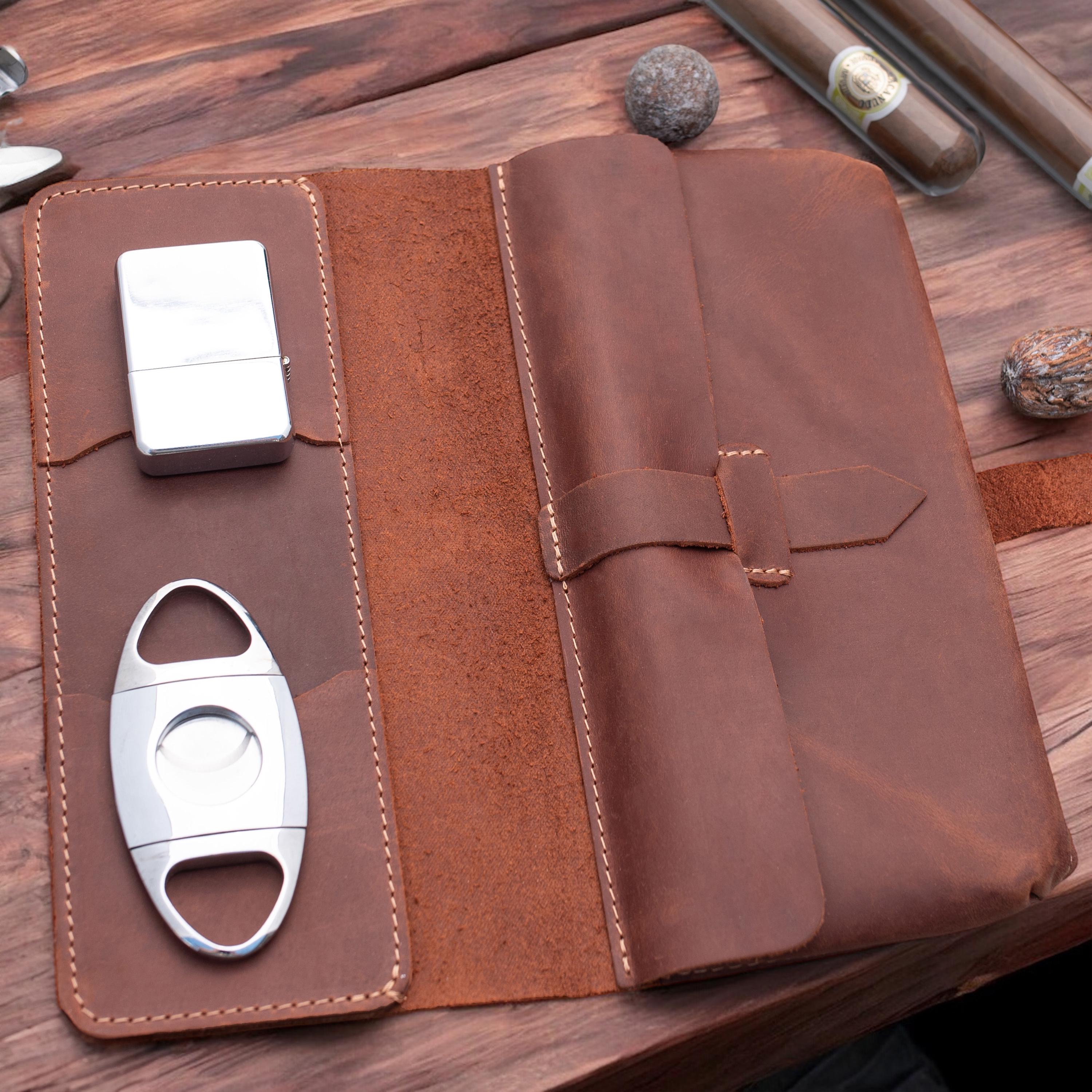Personalized Leather Cigar Holder, Customizable Cigar Travel Case ...