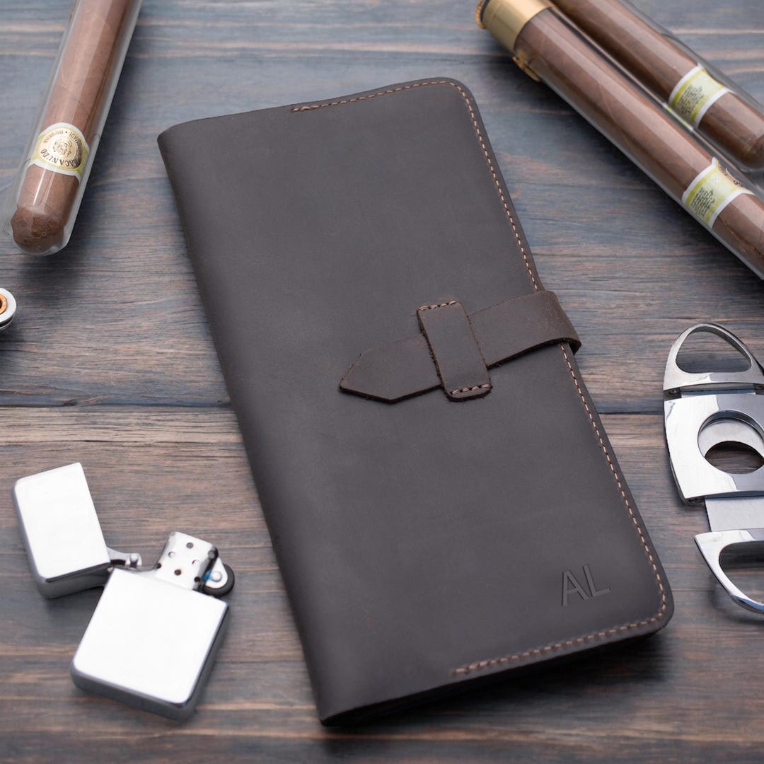 Personalized Leather Cigar Holder, Customizable Cigar Travel Case ...