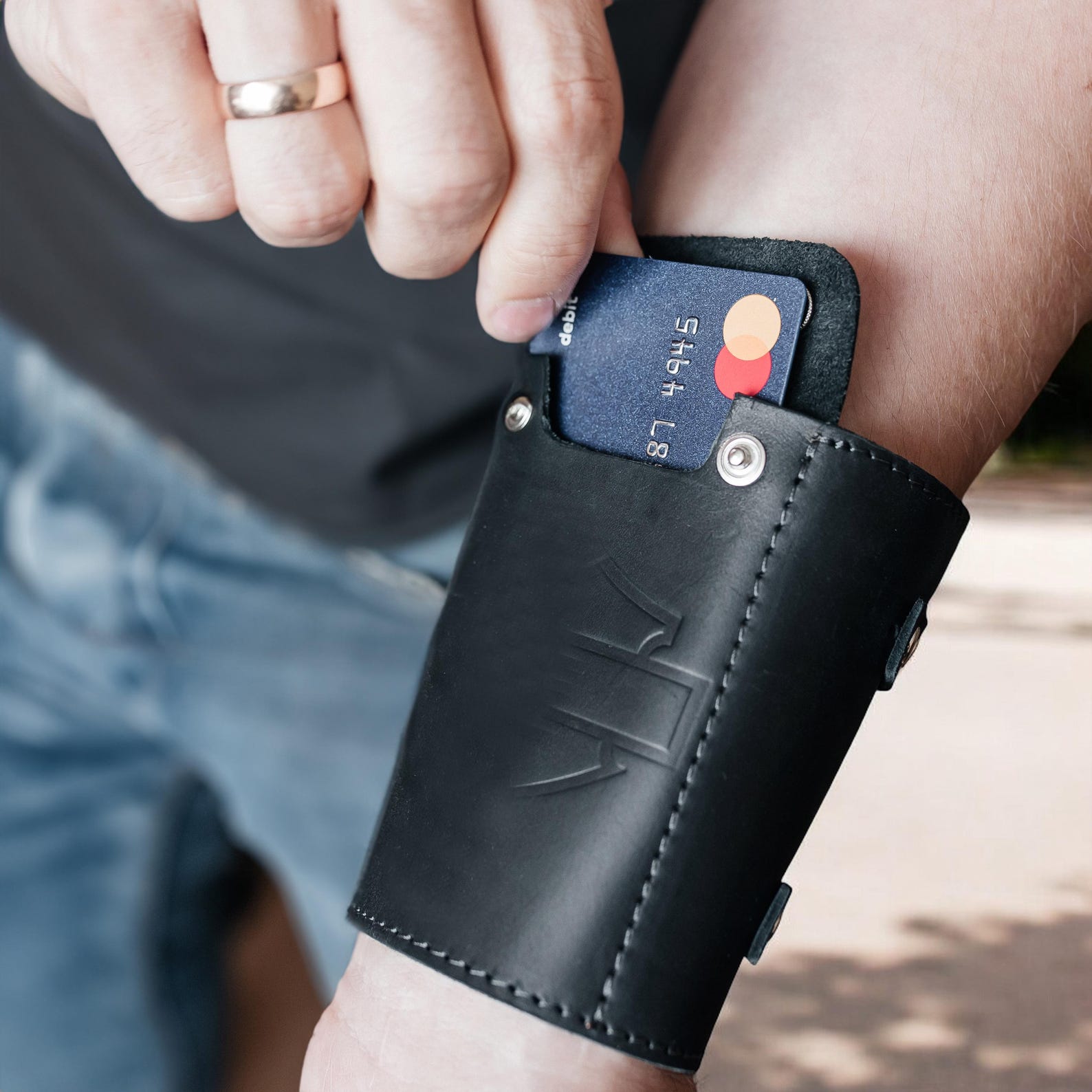 Customizable Leather Wrist Wallet, Personalized Bracelet Wallet ...