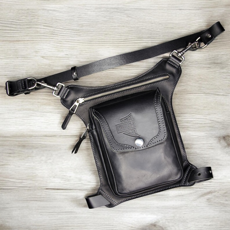 Personalized Leather Thigh Bag, Customizable Leg Pouch, Travel-friendly ...