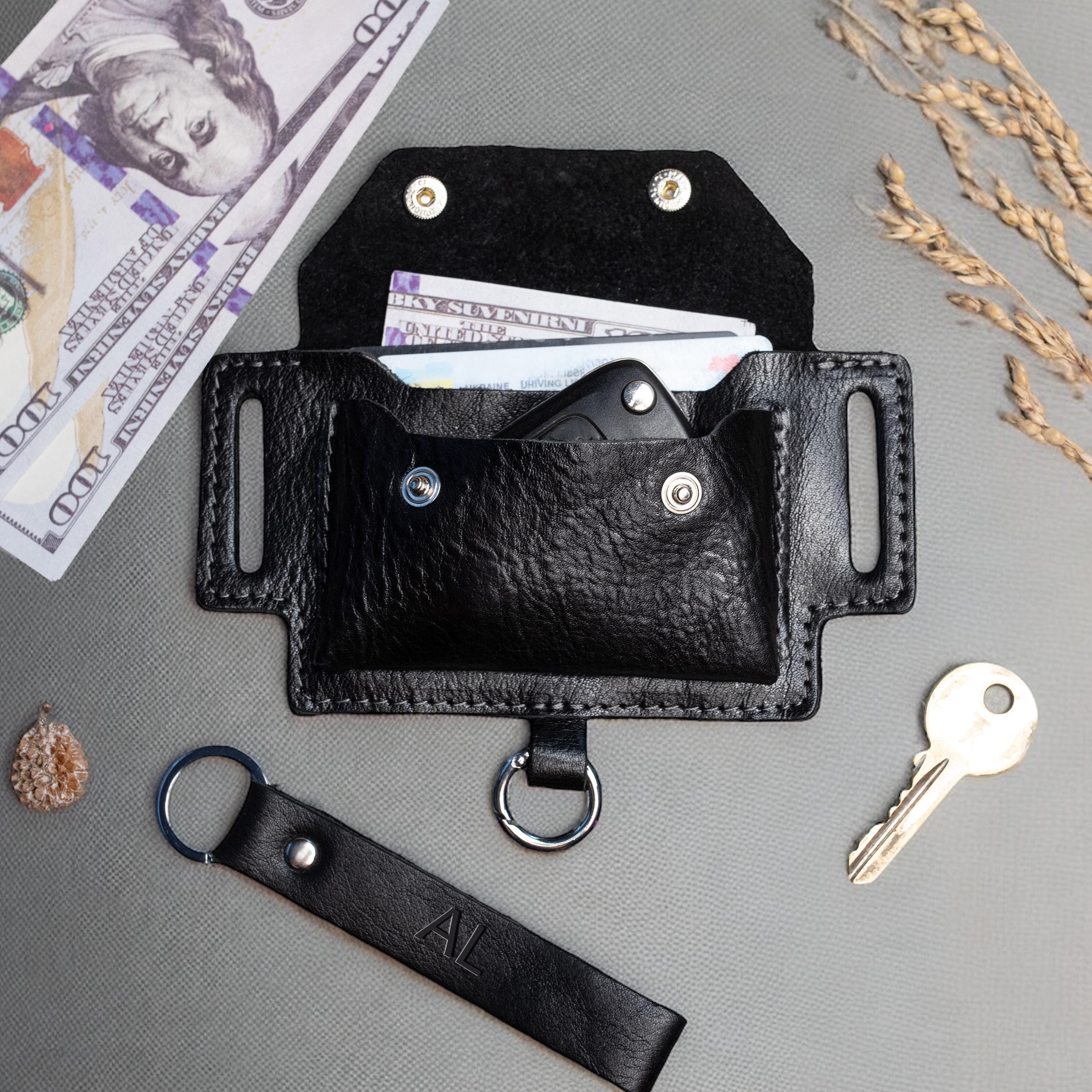 Personalized Slim Leather Wallet, Customizable Belt Organizer, Leather ...