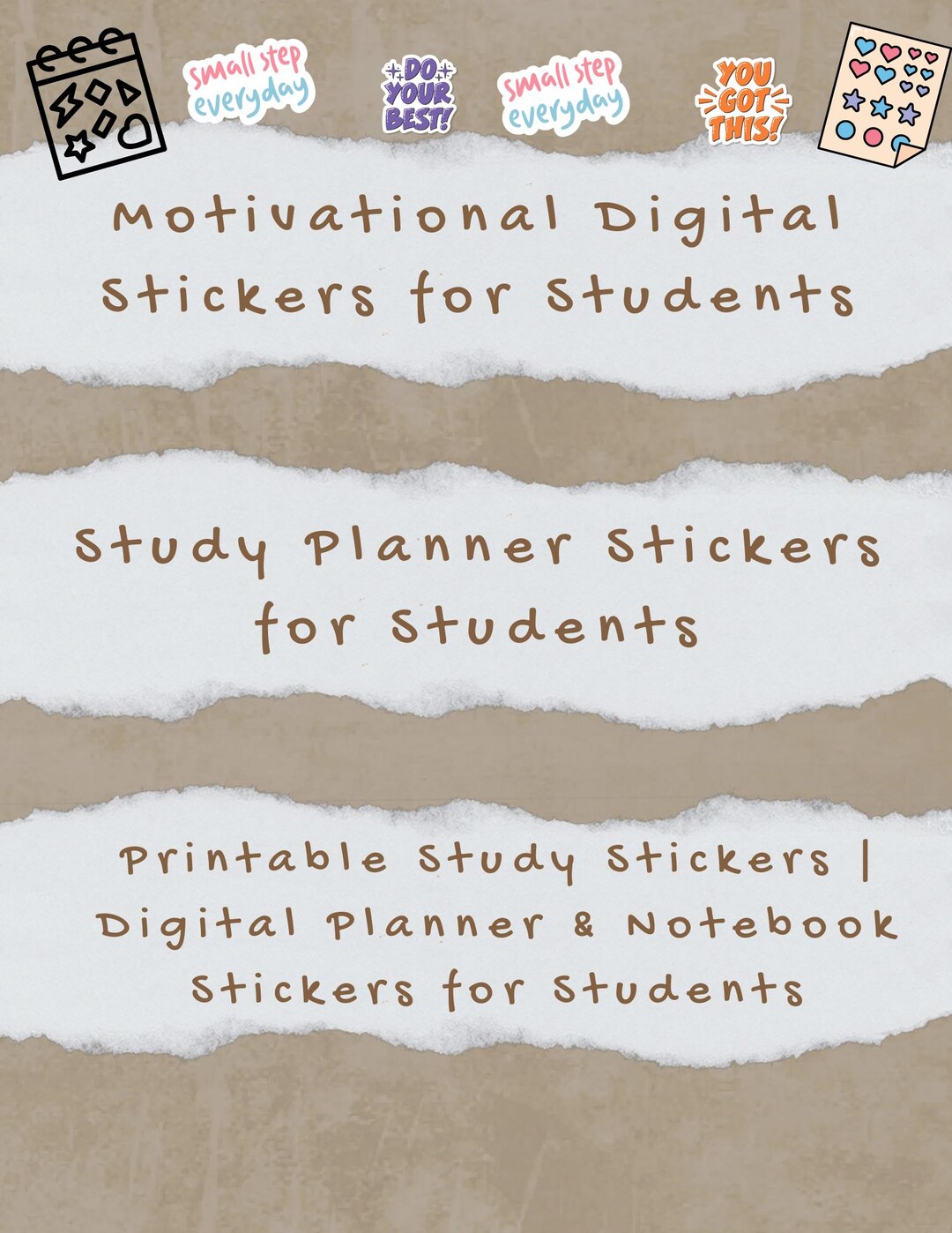 Motivational Digital Stickers for Students | Printable Study Stickers ...