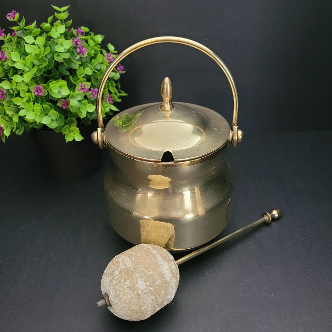 RARE Solid Brass Fire Starter/smudge Pot With Pumice Wand/fire Pot ...