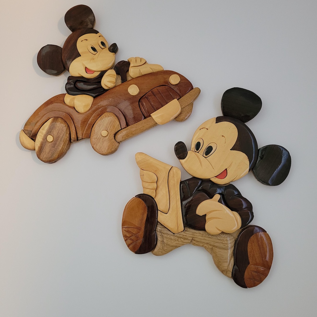 Disney Mickey Mouse Intarsia Wooden Wall Hanging/vintage 1970s/wall ...