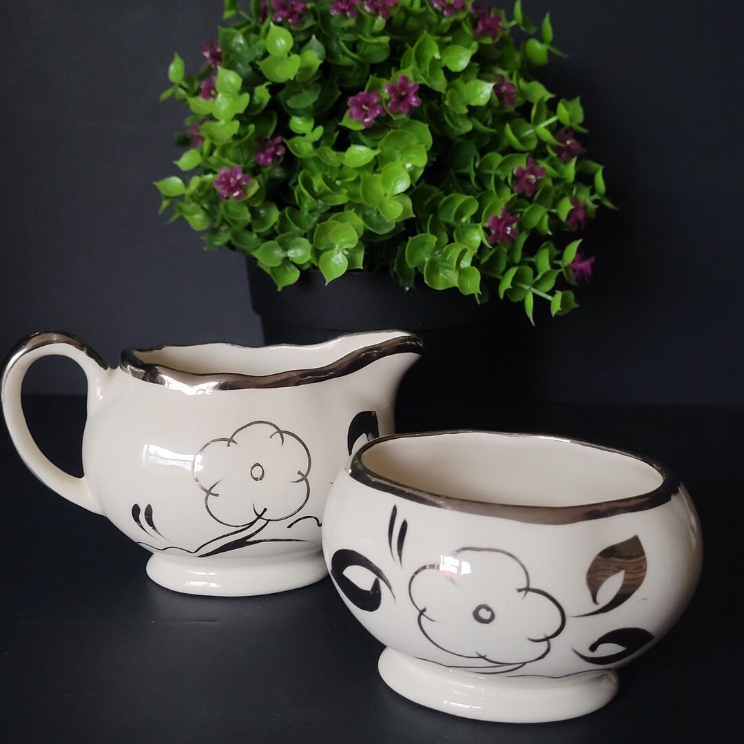 Sandland Ware Lancaster England Cream and Sugar/silver Embellishments ...