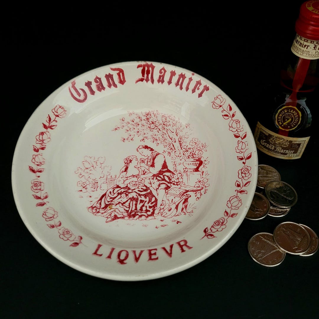 Vintage Grand Marnier Tip Dish by Gien/bar Top Saucer/liqueur ...