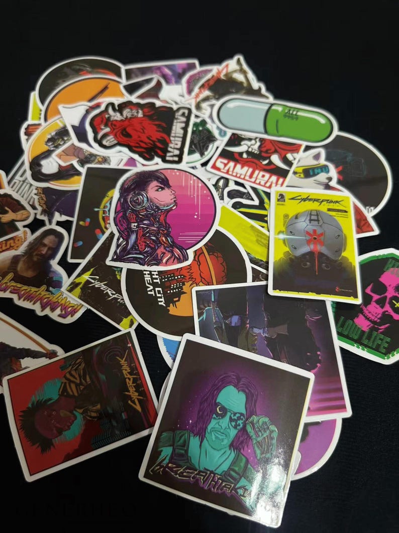 50 Cyberpunk 2077 Stickers Pack,pvc Waterproof Stickers,cyberpunk 2077 ...