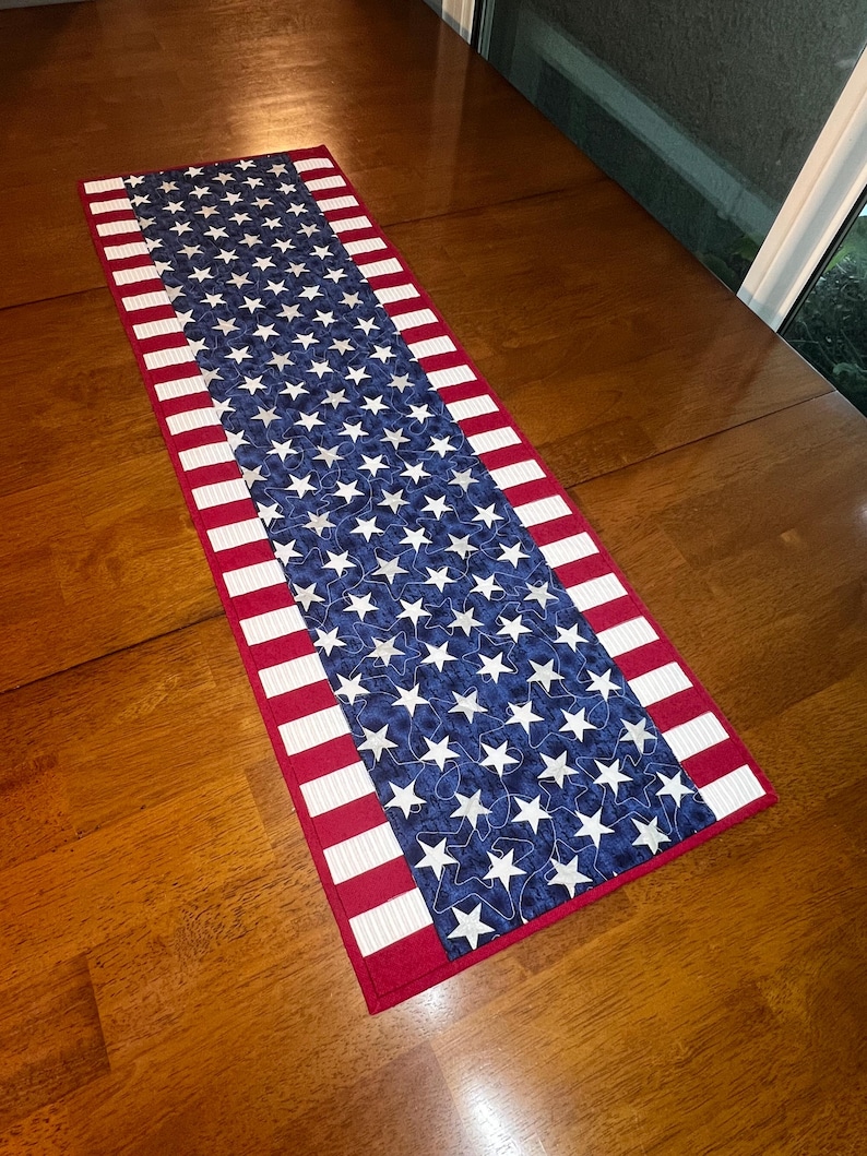 Patriotic Quilted Table Runner – USA Flag-inspired Home Decor - Etsy