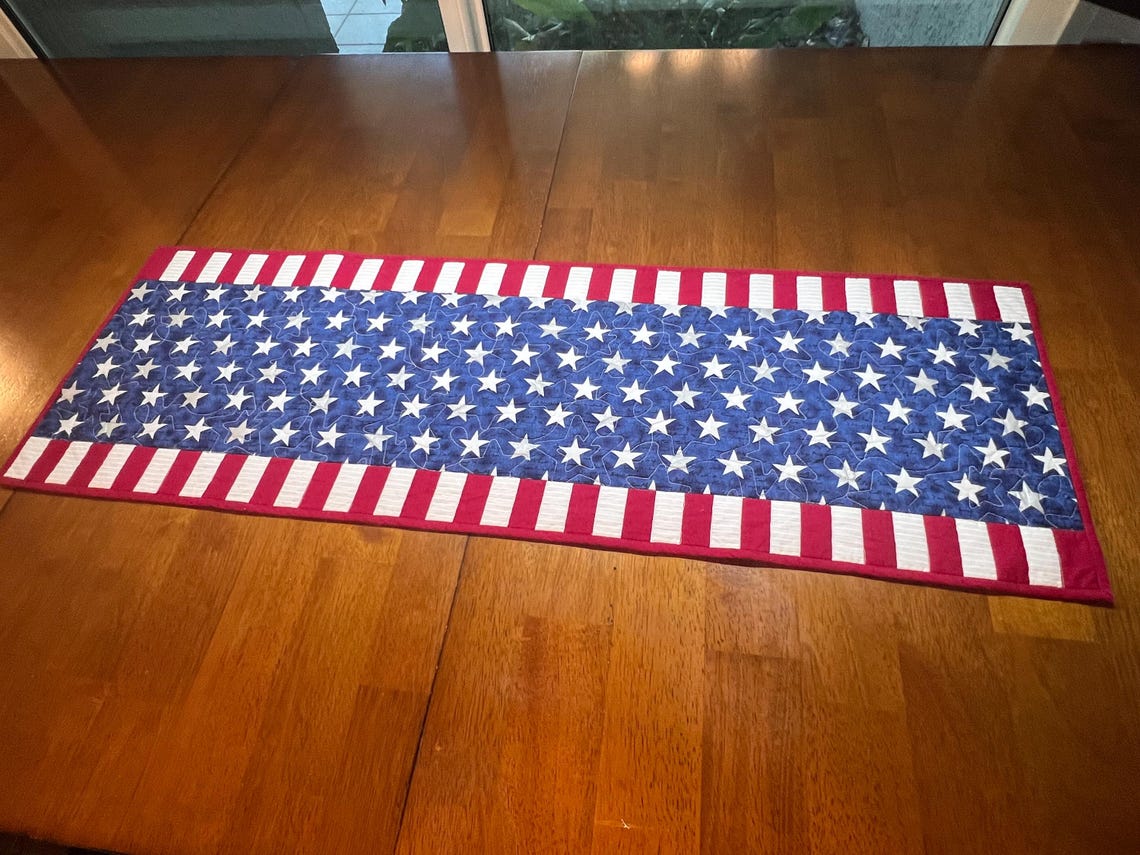 Patriotic Quilted Table Runner – USA Flag-inspired Home Decor - Etsy