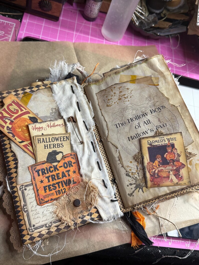 Hollow Boys Junk Journal - Handmade Vintage Style All Hallows Eve ...
