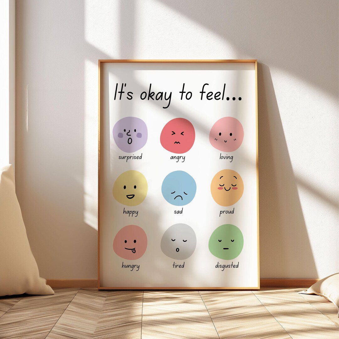 Its Okay to Feel Poster, Emotions Wall Art, Therapist Office Decor ...