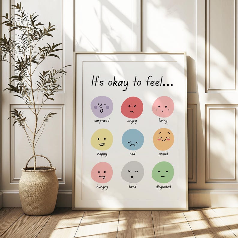 Its Okay to Feel Poster, Emotions Wall Art, Therapist Office Decor ...