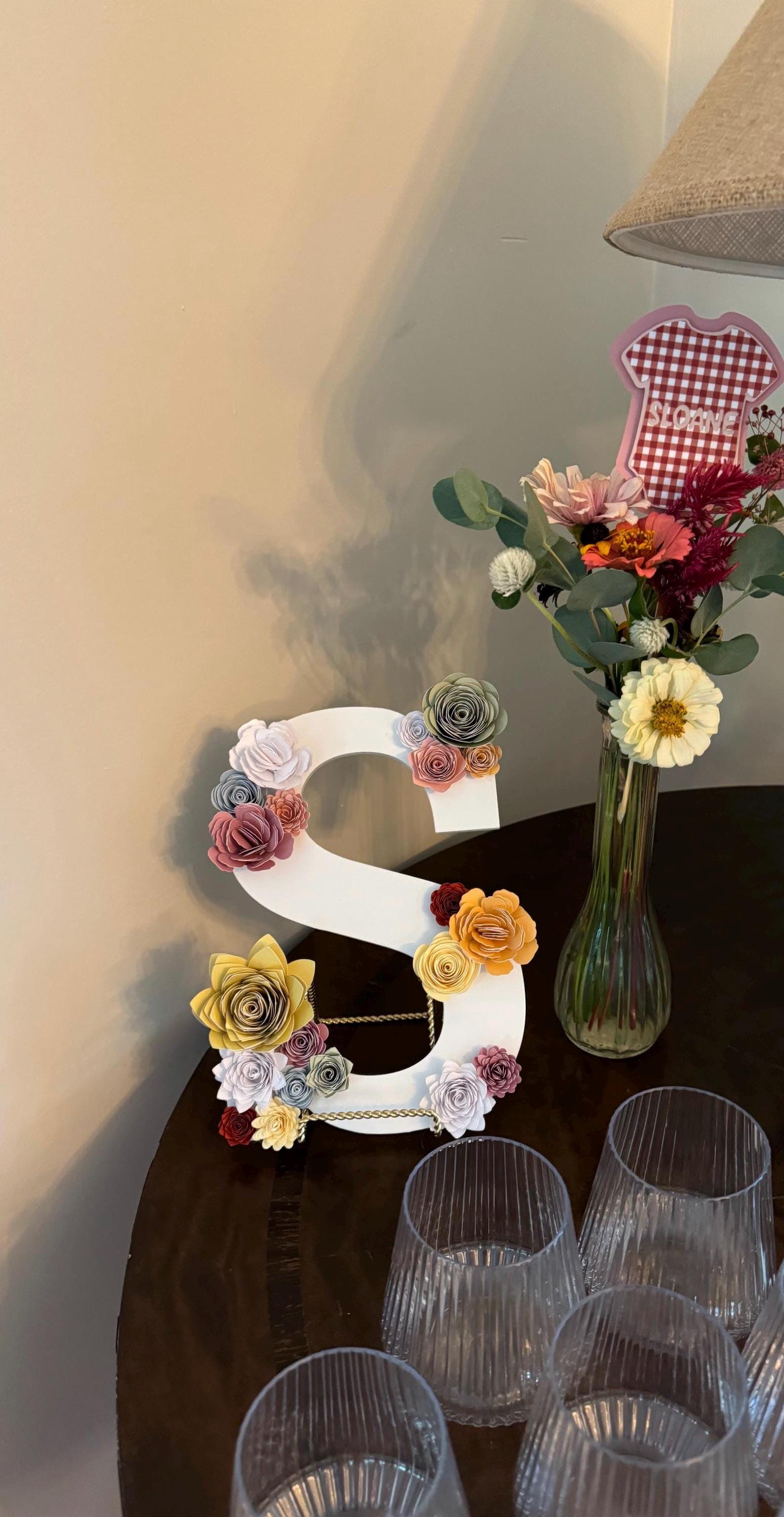 Wooden Flower Initial Letter - Etsy