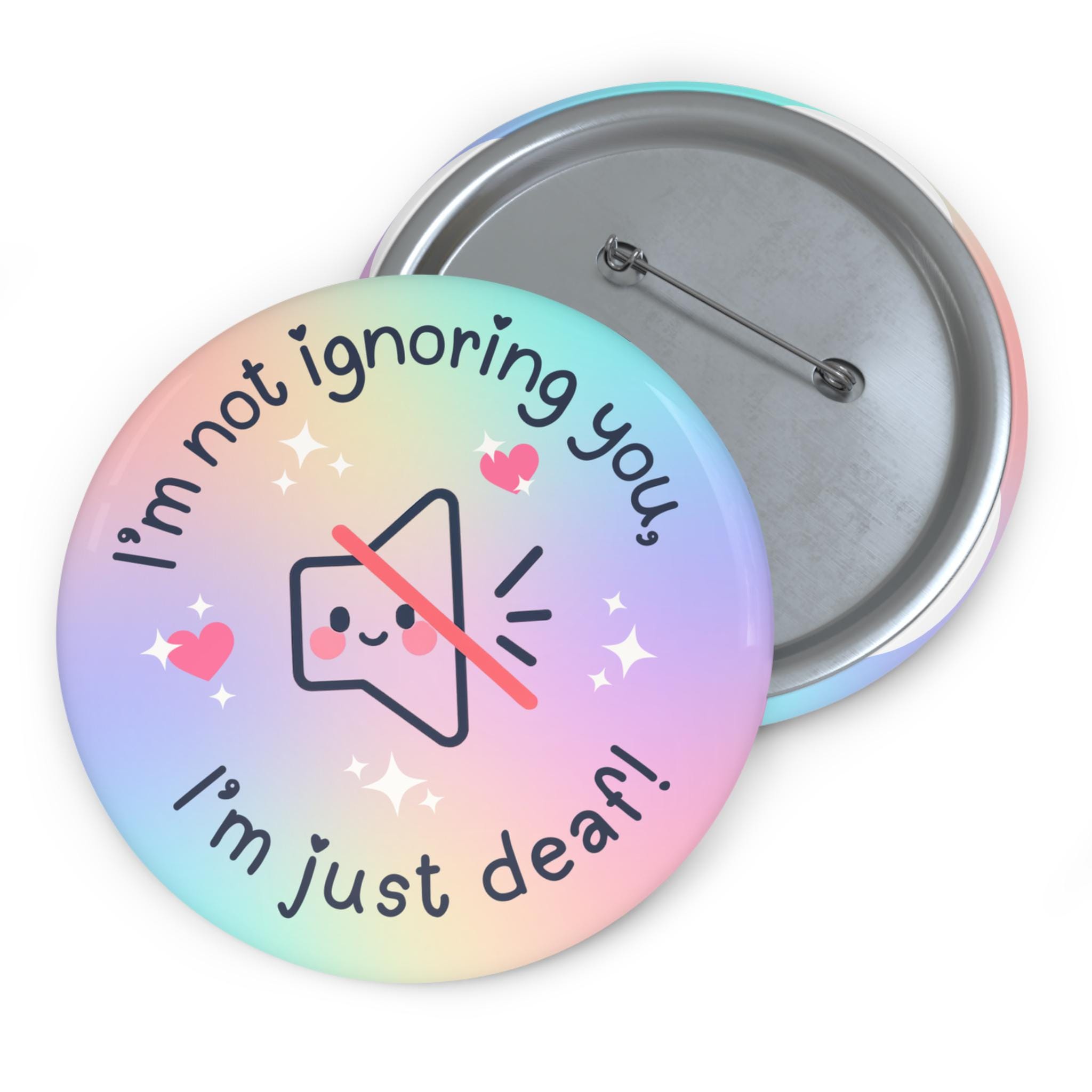 Kawaii Deaf Awareness Pin: Pastel Gradient Button Badge - Etsy