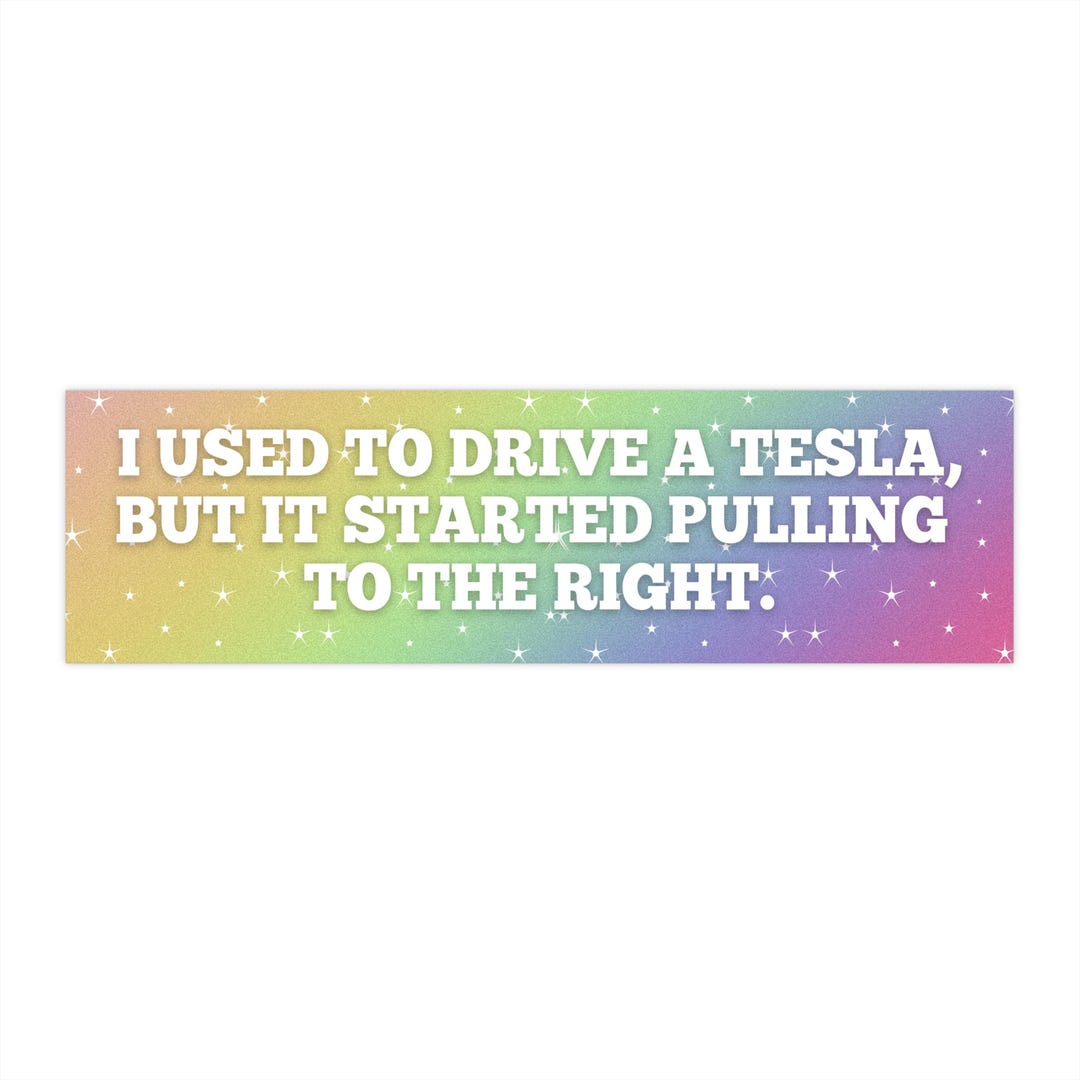 Rainbow Tesla Regret Sticker - Sparkly Pastel "pulling to the Right ...