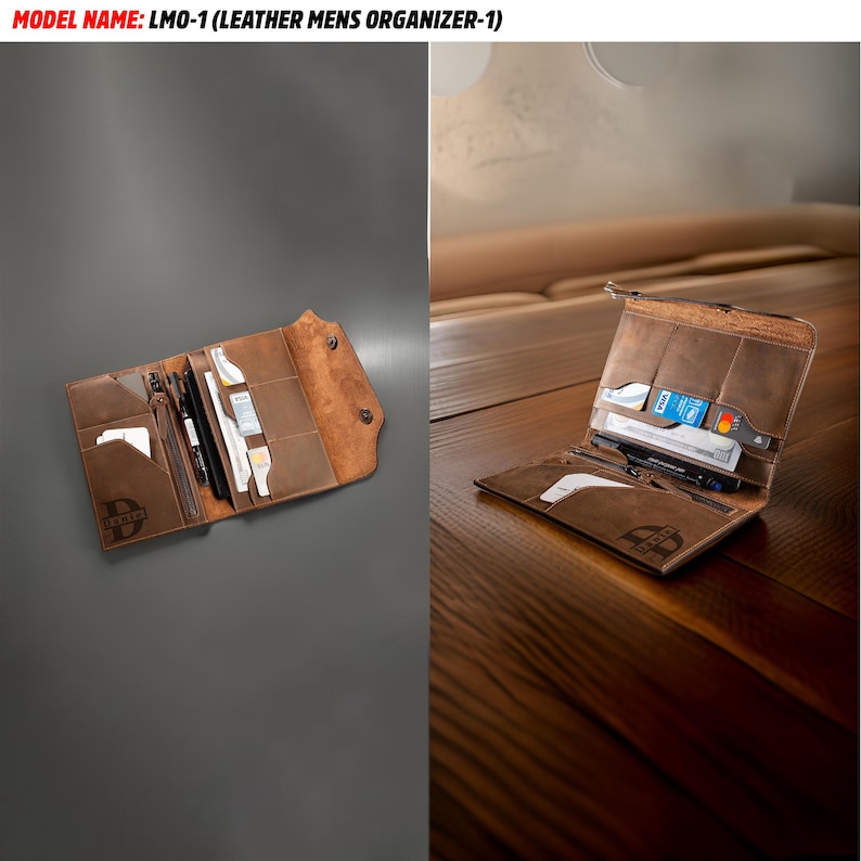 Leather Man Organizer, Engraved Leather Organizer, Geniune Leather ...