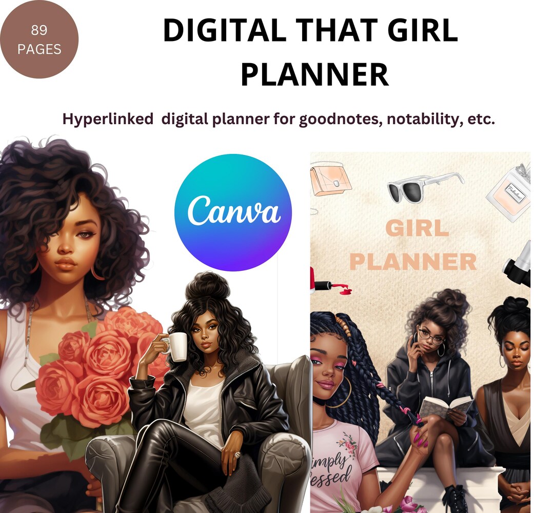 Girl Boss Planner Black Girl Planner Undated Digital Planner Black Girl ...