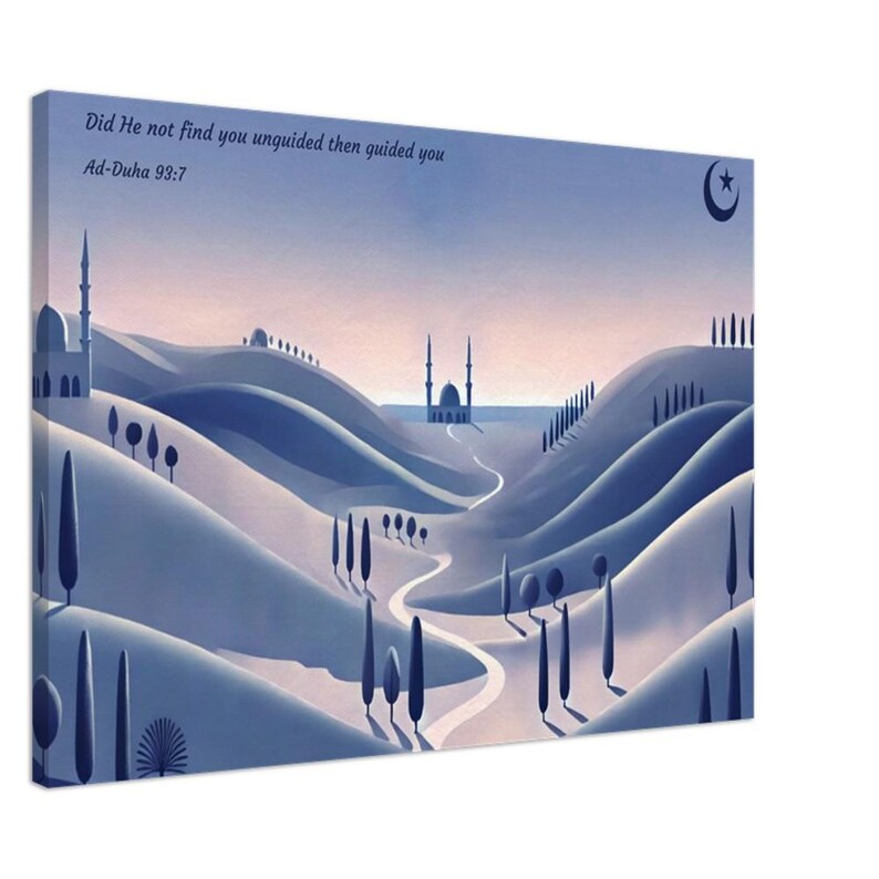 Religious Art Gifts Qur'an Surah Ad-duha 93:7 Blue Canvas - Etsy