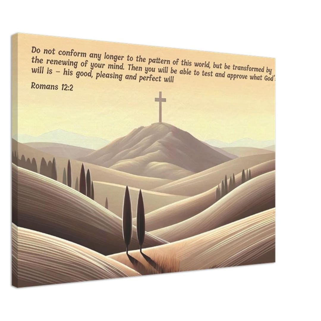 Religious Art Gifts Bible Verse Wall Romans 12:2 Brown Canvas - Etsy