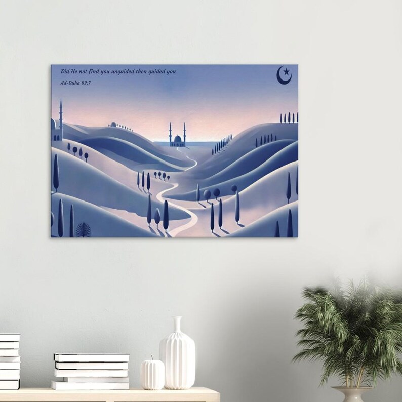 Religious Art Gifts Qur'an Surah Ad-duha 93:7 Blue Canvas - Etsy