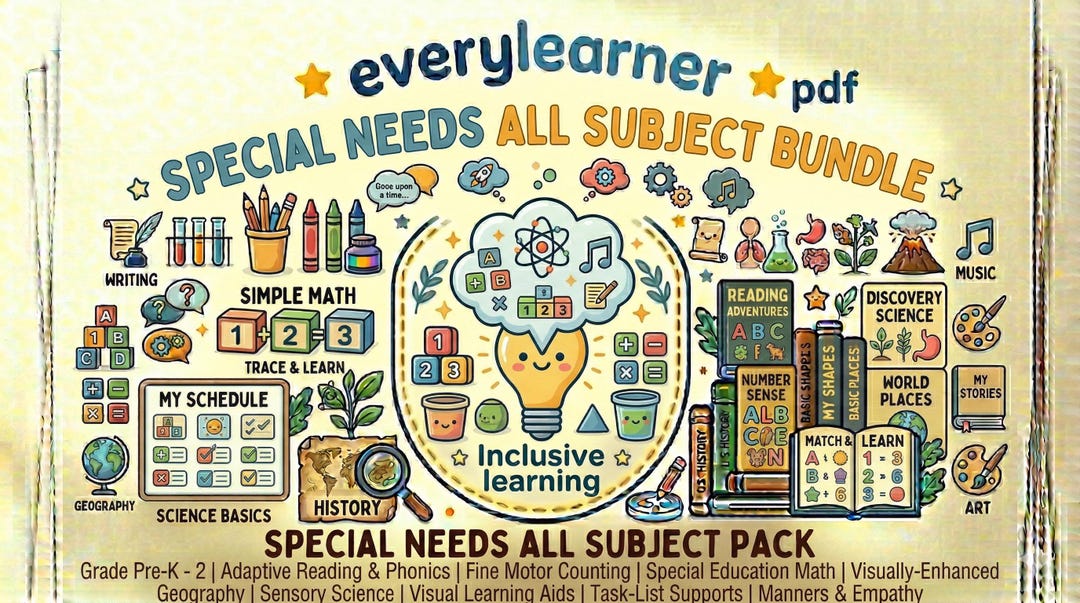 Special Needs Worksheet Bundle Adapted All Subjects Large Print ...