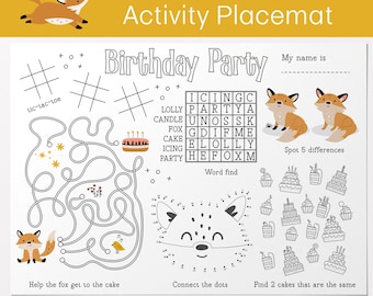 Birthday Placemat - Generic Birthday - Printable Coloring and Activity ...