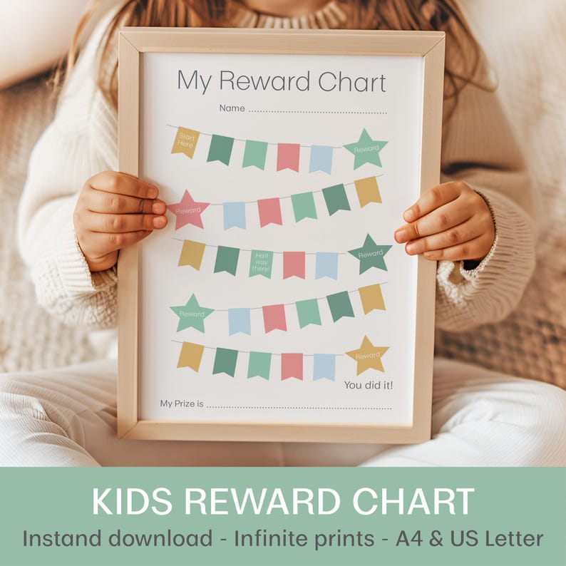 Kids Printable Reward Chart, Sticker Chart for Kids, Toddler Reward ...