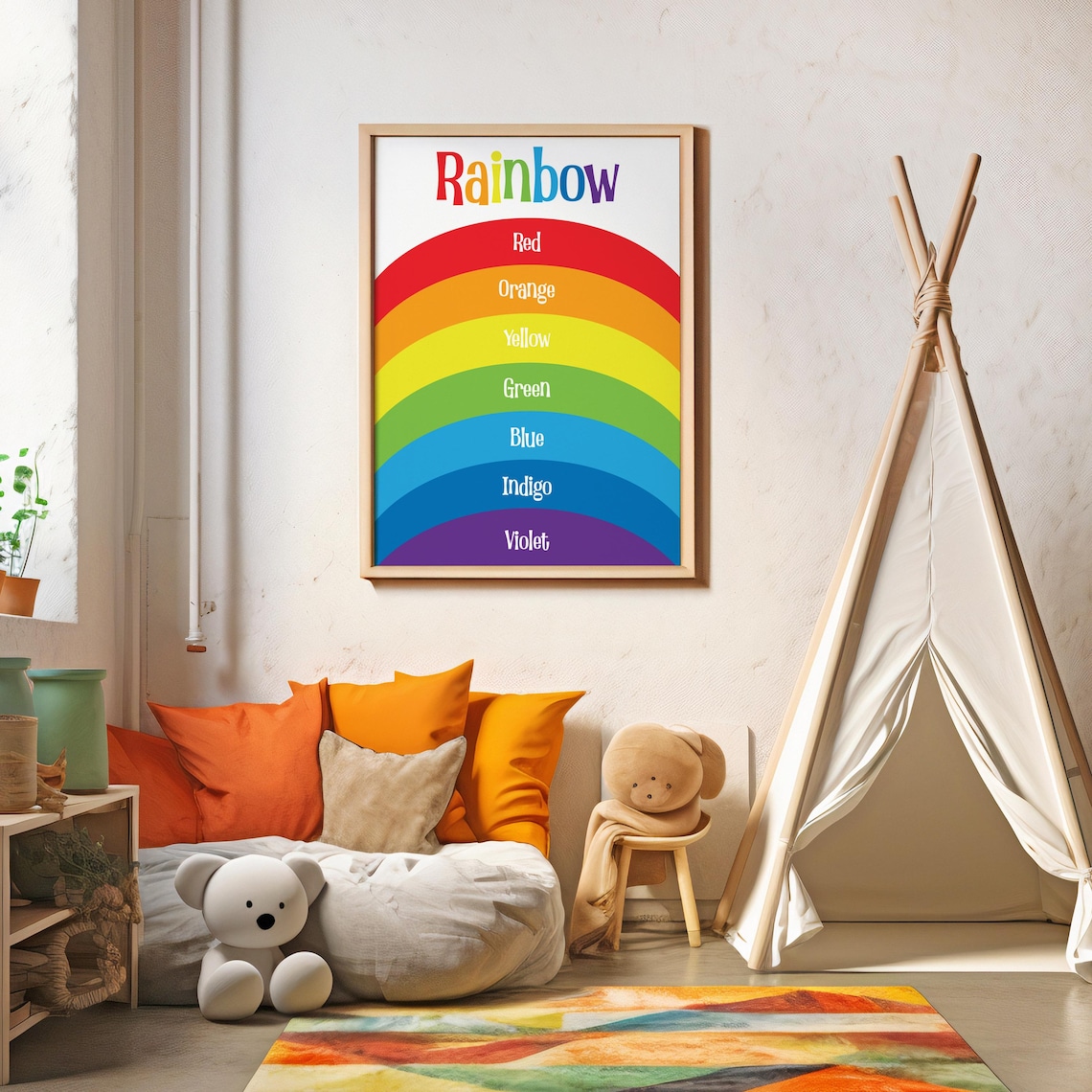 Rainbow Colors Educational Poster: Nursery Homeschool Decor (digital ...