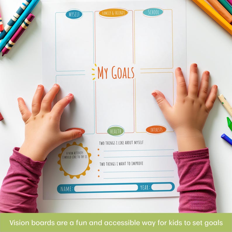 Printable Kids Vision Board Kit PDF, Teachers Aide, Home School ...