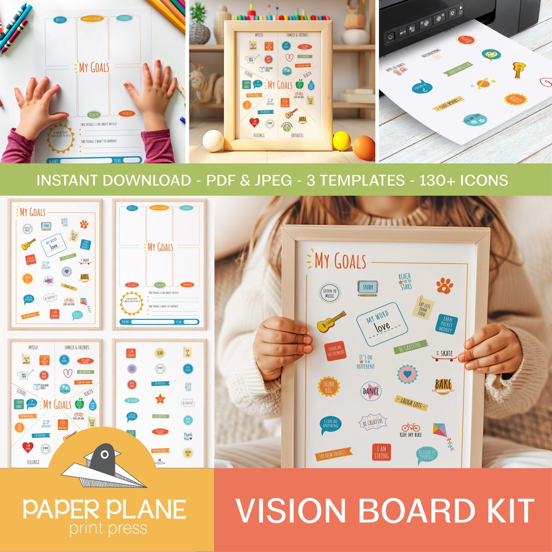Printable Kids Vision Board Kit PDF, Teachers Aide, Home School ...