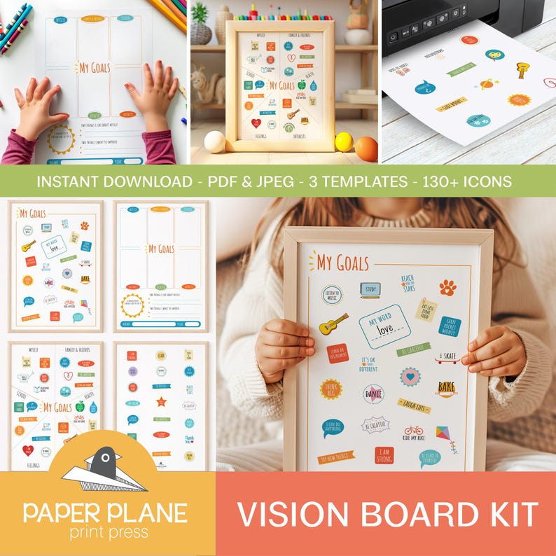 Printable Kids Vision Board Kit PDF, Teachers Aide, Home School ...