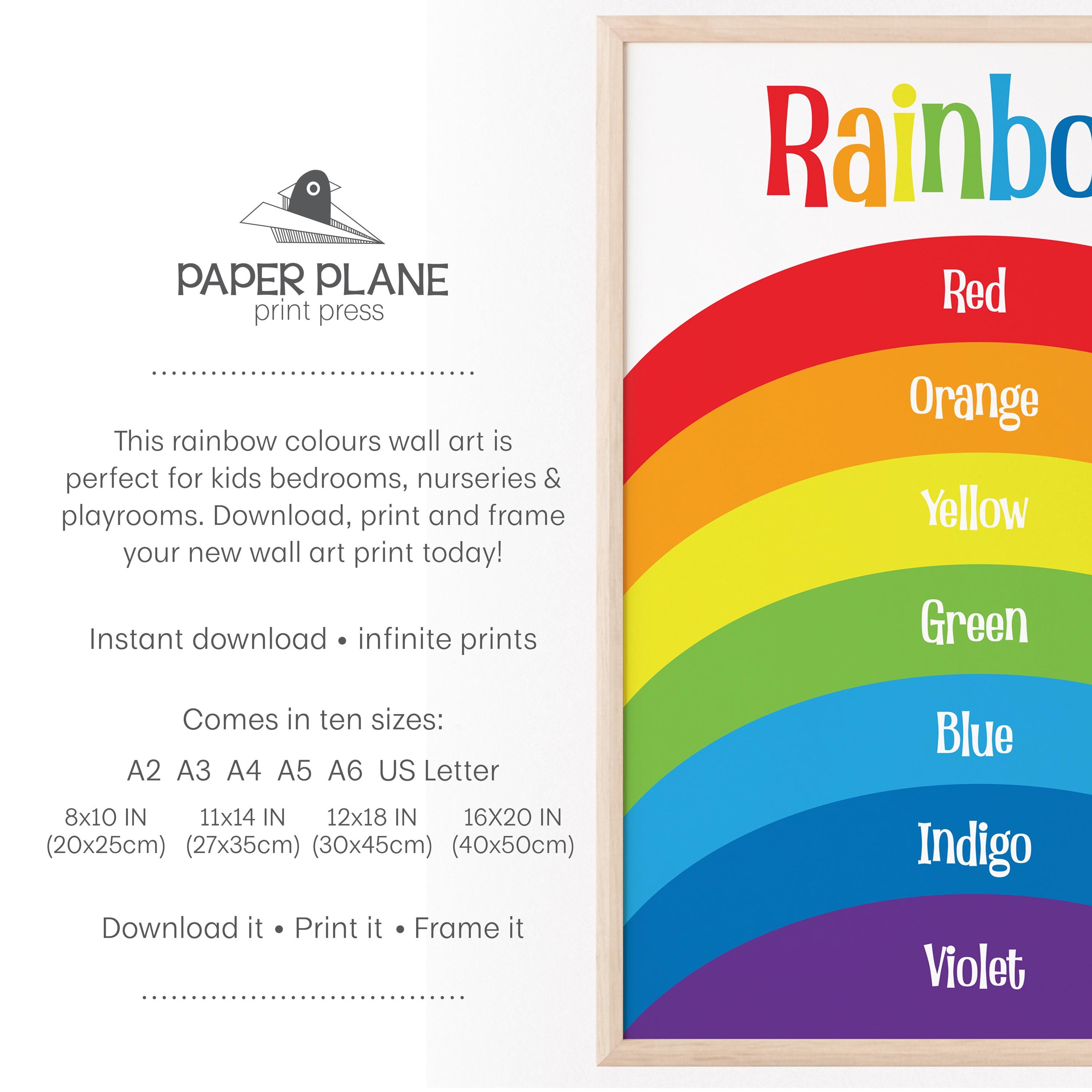 Rainbow Colors Educational Poster: Nursery Homeschool Decor (digital ...