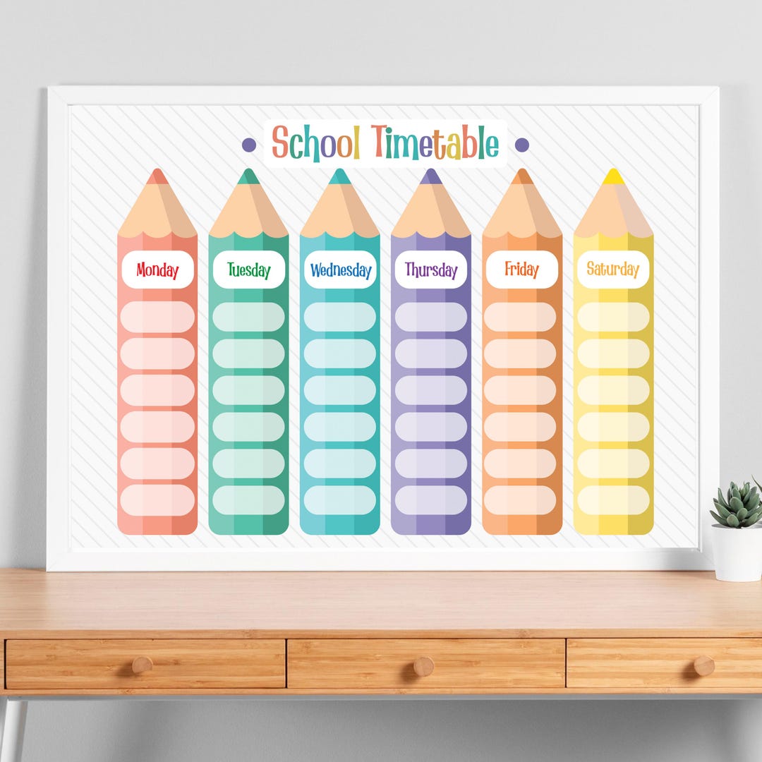 Printable School Timetable Template, Educational Resource, Home School ...