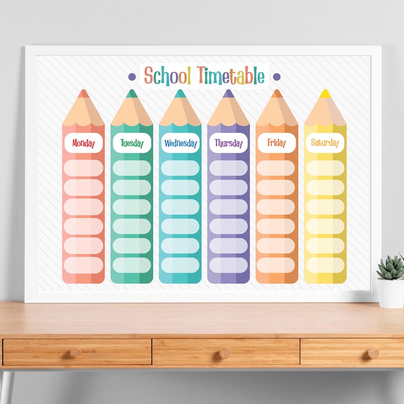 Printable School Timetable Template, Educational Resource, Home School ...