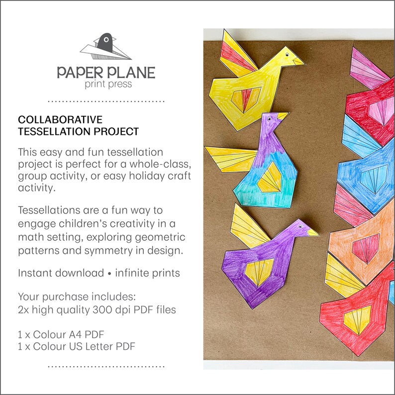 Tessellation Art Project: Math Activity for Kids - Bird Templates (PDF ...