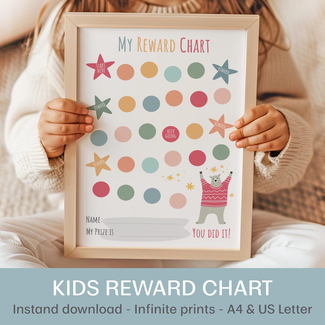 Kids Printable Reward Chart, Sticker Chart for Kids, Toddler Reward ...