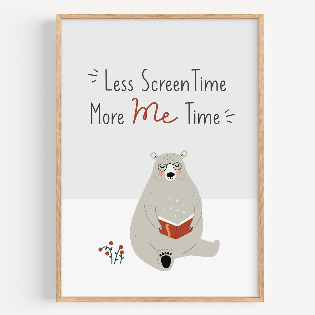Less Screen Time Kids Poster, Printable PDF File, Kids Bedroom Decor ...