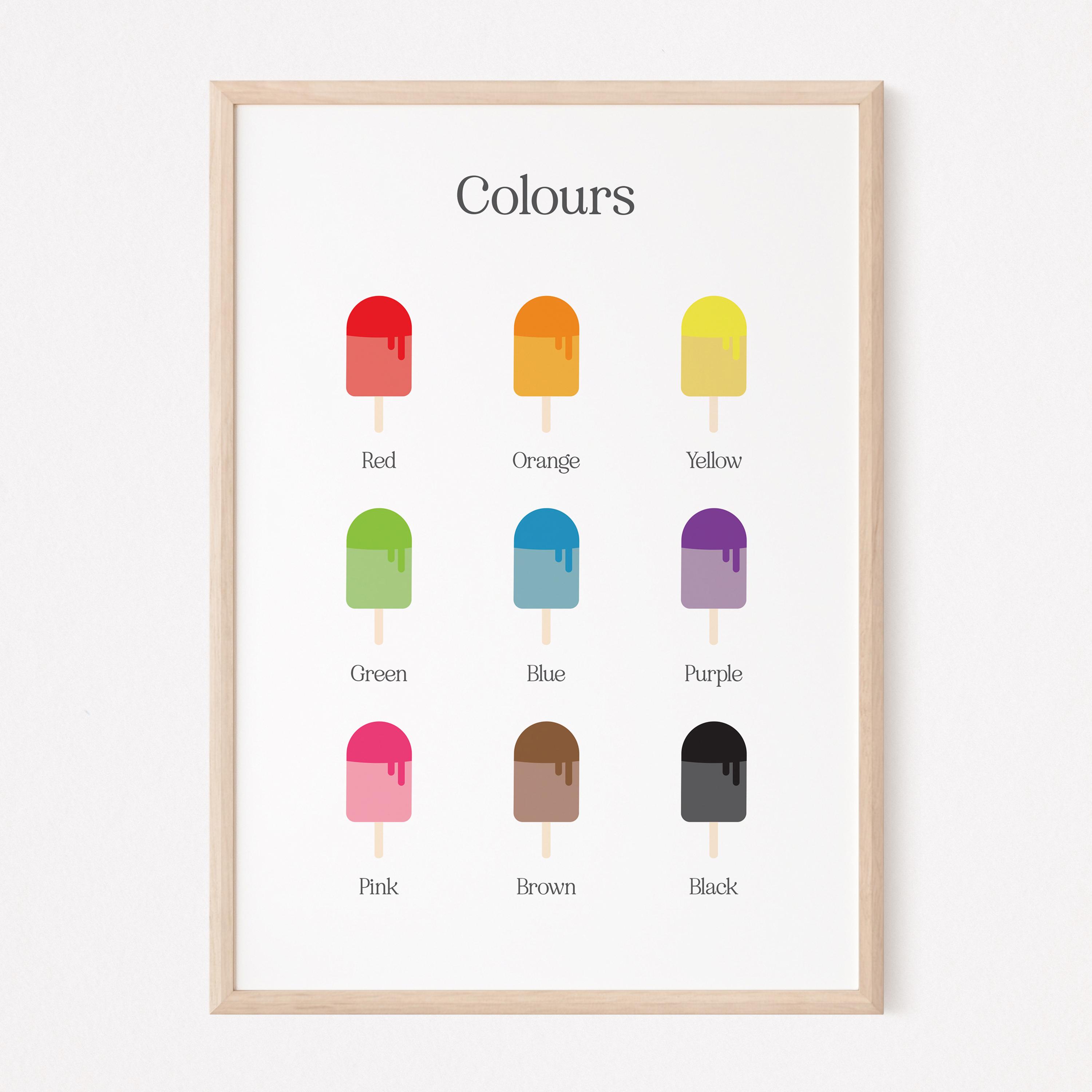Kids Colours Poster, Kids Bedroom Decor, Educational Poster, Printable ...
