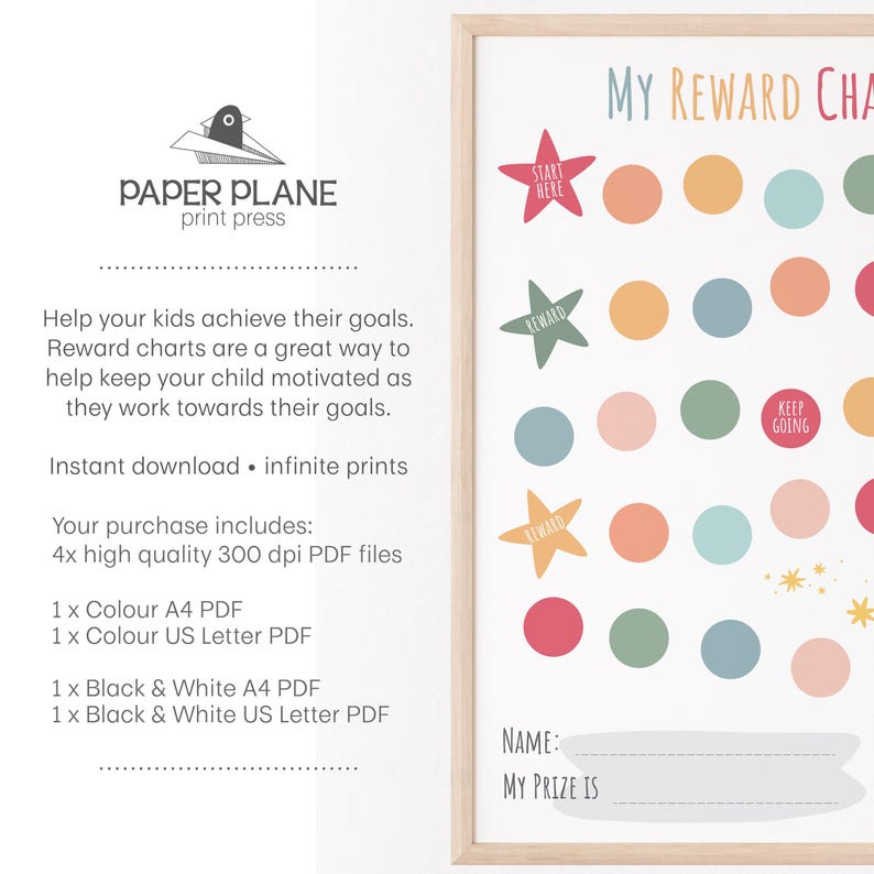 Kids Printable Reward Chart, Sticker Chart for Kids, Toddler Reward ...