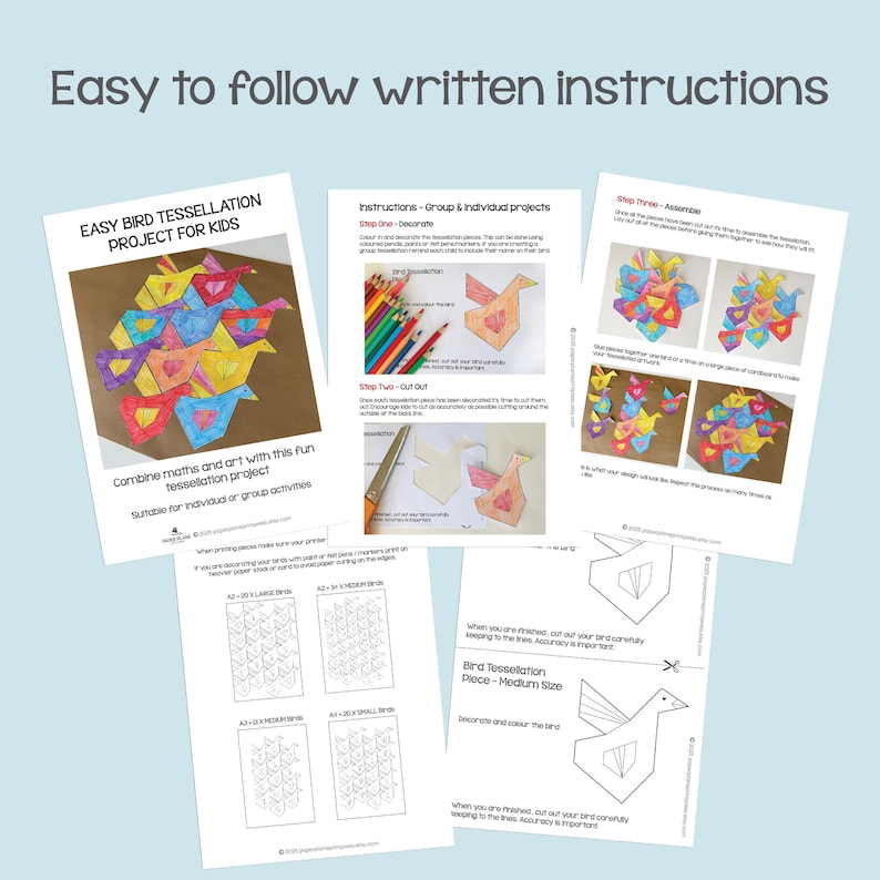 Printable Tessellation Activity for Kids, Math Art Printable ...