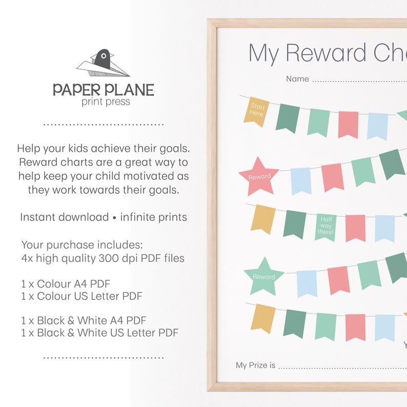 Kids Printable Reward Chart, Sticker Chart for Kids, Toddler Reward ...