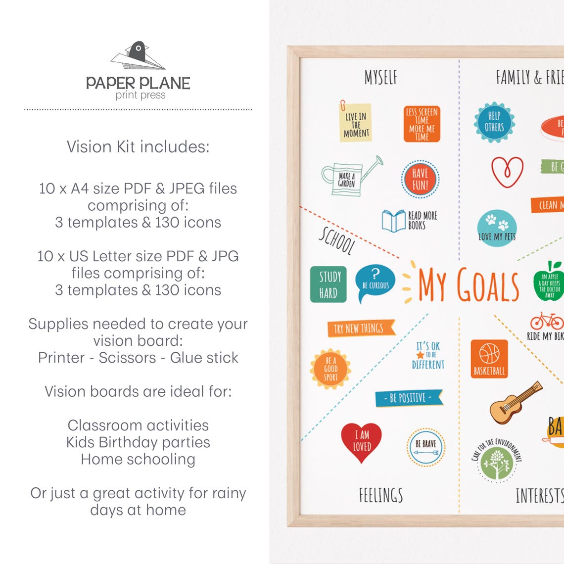 Printable Kids Vision Board Kit PDF, Teachers Aide, Home School ...