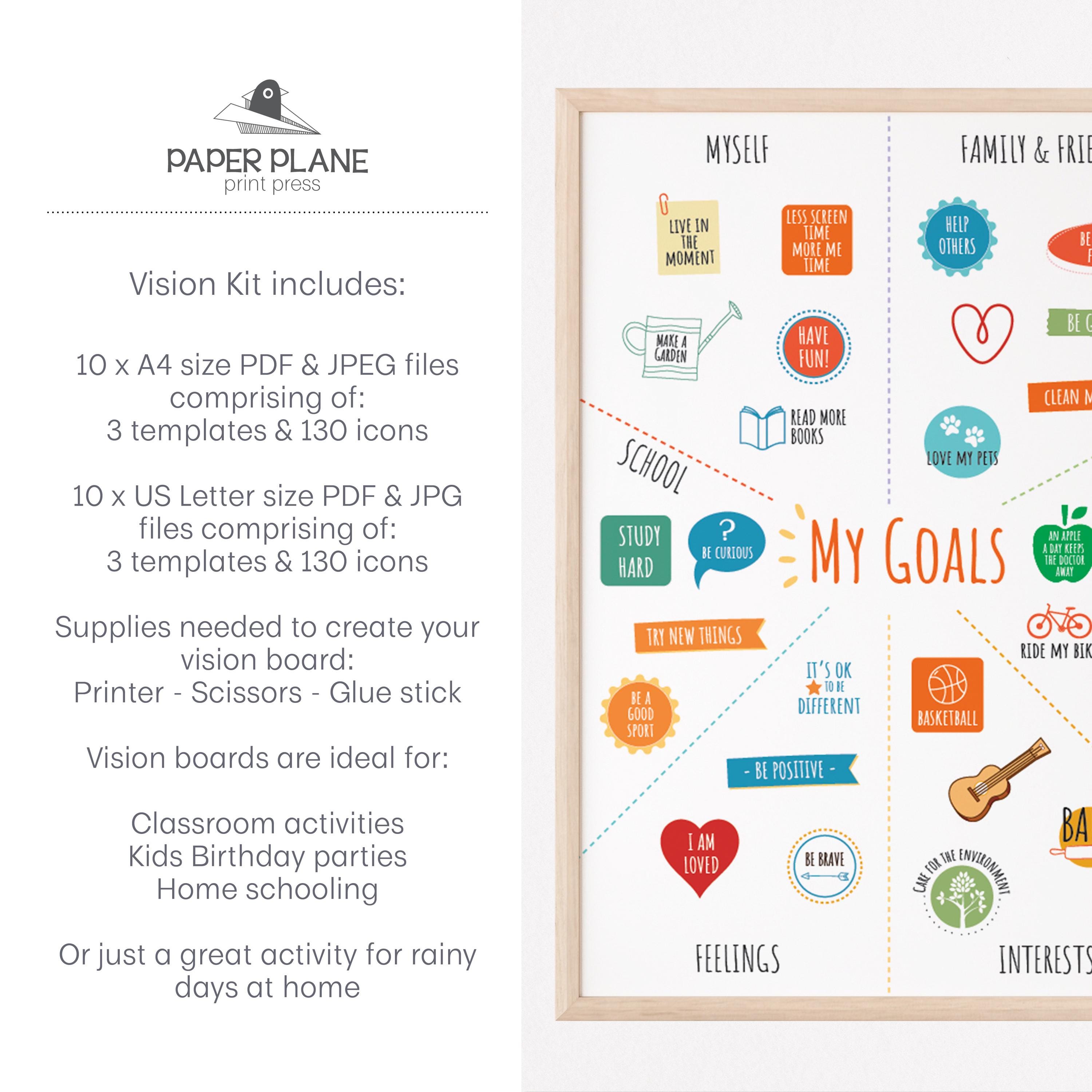 Printable Kids Vision Board Kit PDF, Teachers Aide, Home School ...