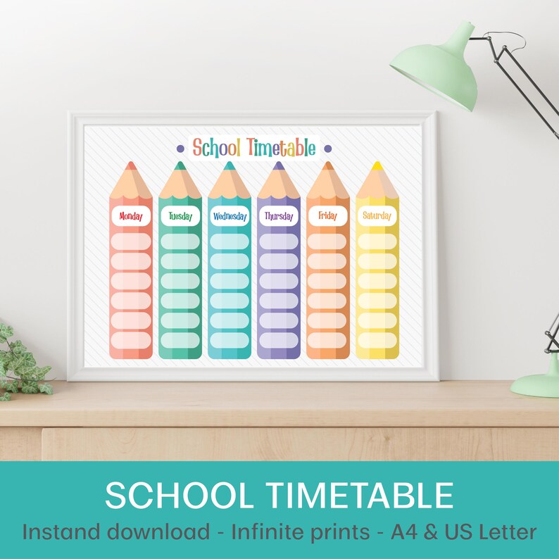Printable School Timetable Template, Educational Resource, Home School ...